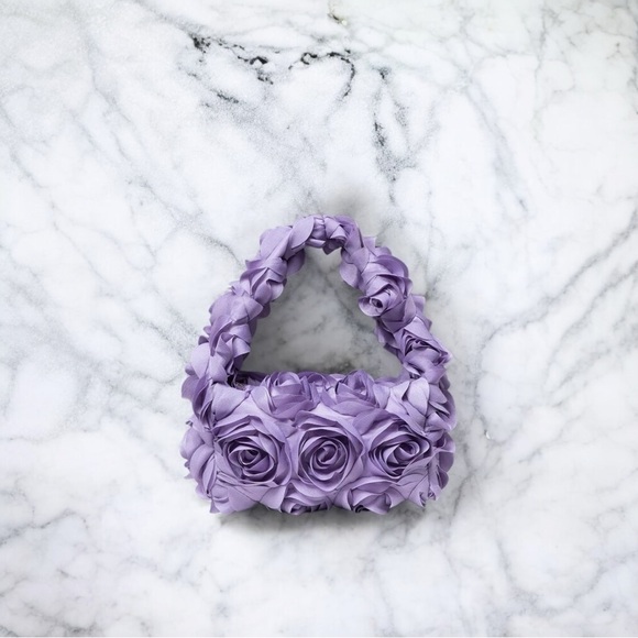 Bags | Elegant Purple Rose Handbagnip | Poshmark